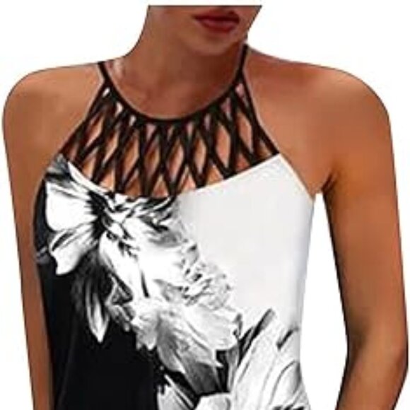 Dresses | Women Casual Floral Hollow Out Halter Neck Aline Sundresses ...